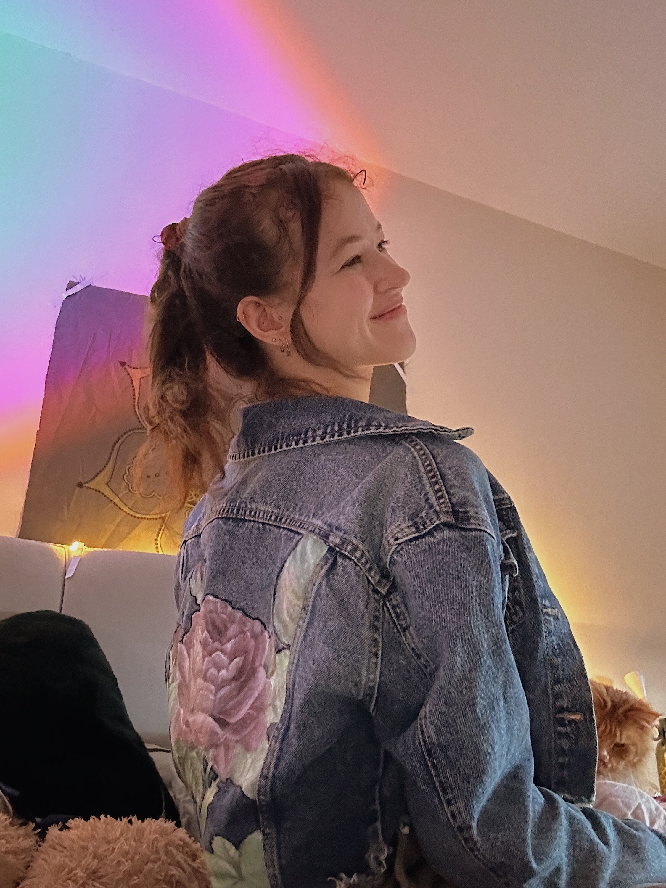 Hand-painted Botanical Rose Crop Denim Jacket - Etsy
