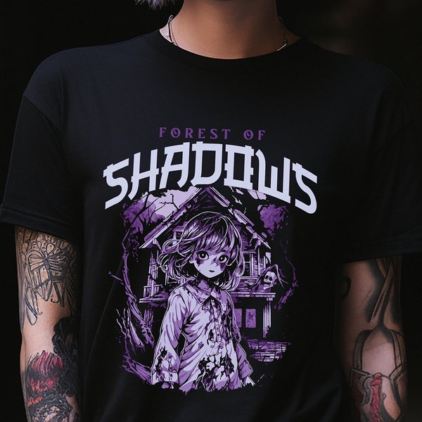 Horror Manga Shirt Bloodthirsty Demons, Black Goth Japanese Anime T ...
