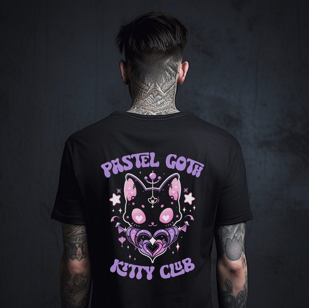 Soft Goth Shirt Pastel Goth Kitty Club, Black Pastel Goth Cute Cat T ...