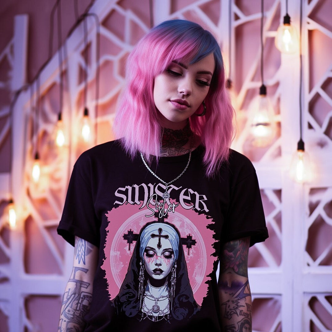 Soft Goth Shirt Sinister Sister, Black Pastel Gothic Nun T-shirt, Goth ...