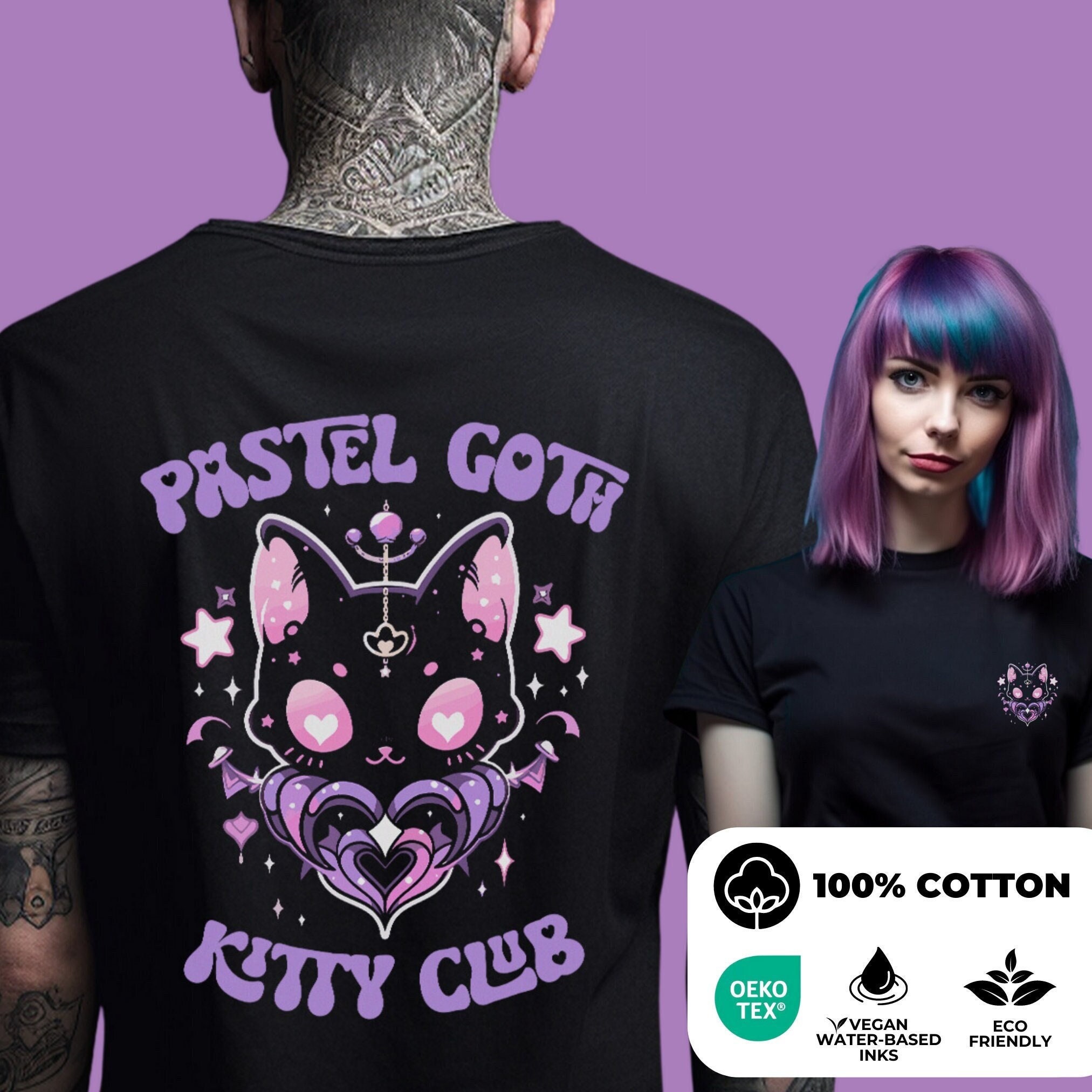 Soft Goth Shirt Pastel Goth Kitty Club Black Pastel Goth Cute - Etsy