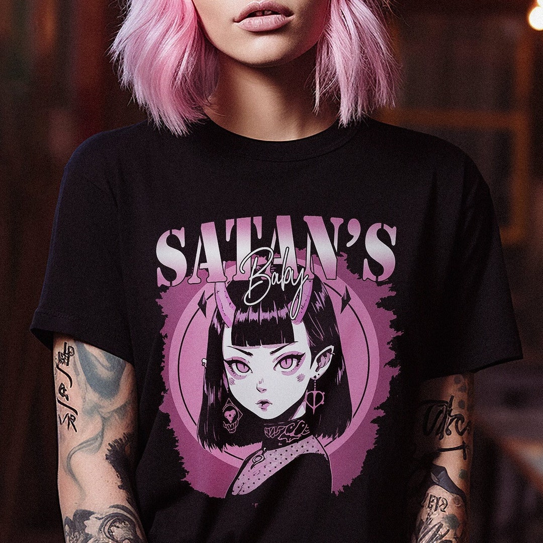 Soft Goth Shirt Satan's Baby, Black Pastel Goth Devil Girl T-shirt ...