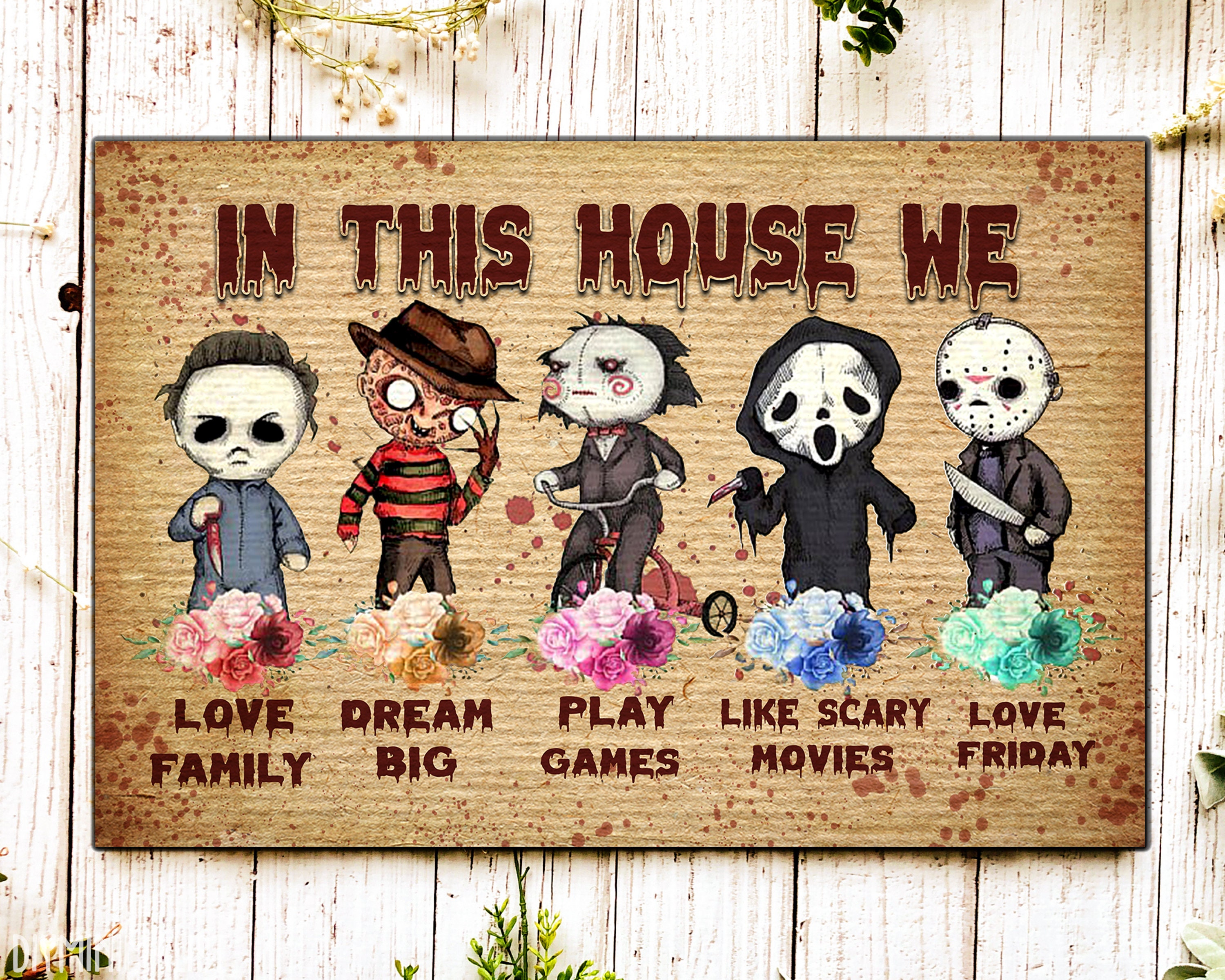 In This House We Love Family Dream Big Love Friday Doormat, Horror Film ...
