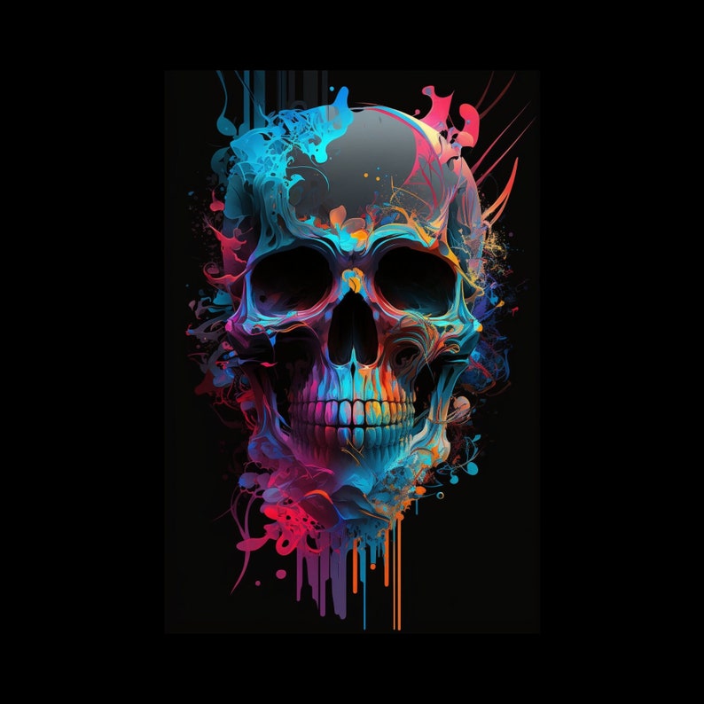 AI Art | Vibrant Vision | Skull PNG | Instant Download | Mystical Skull ...