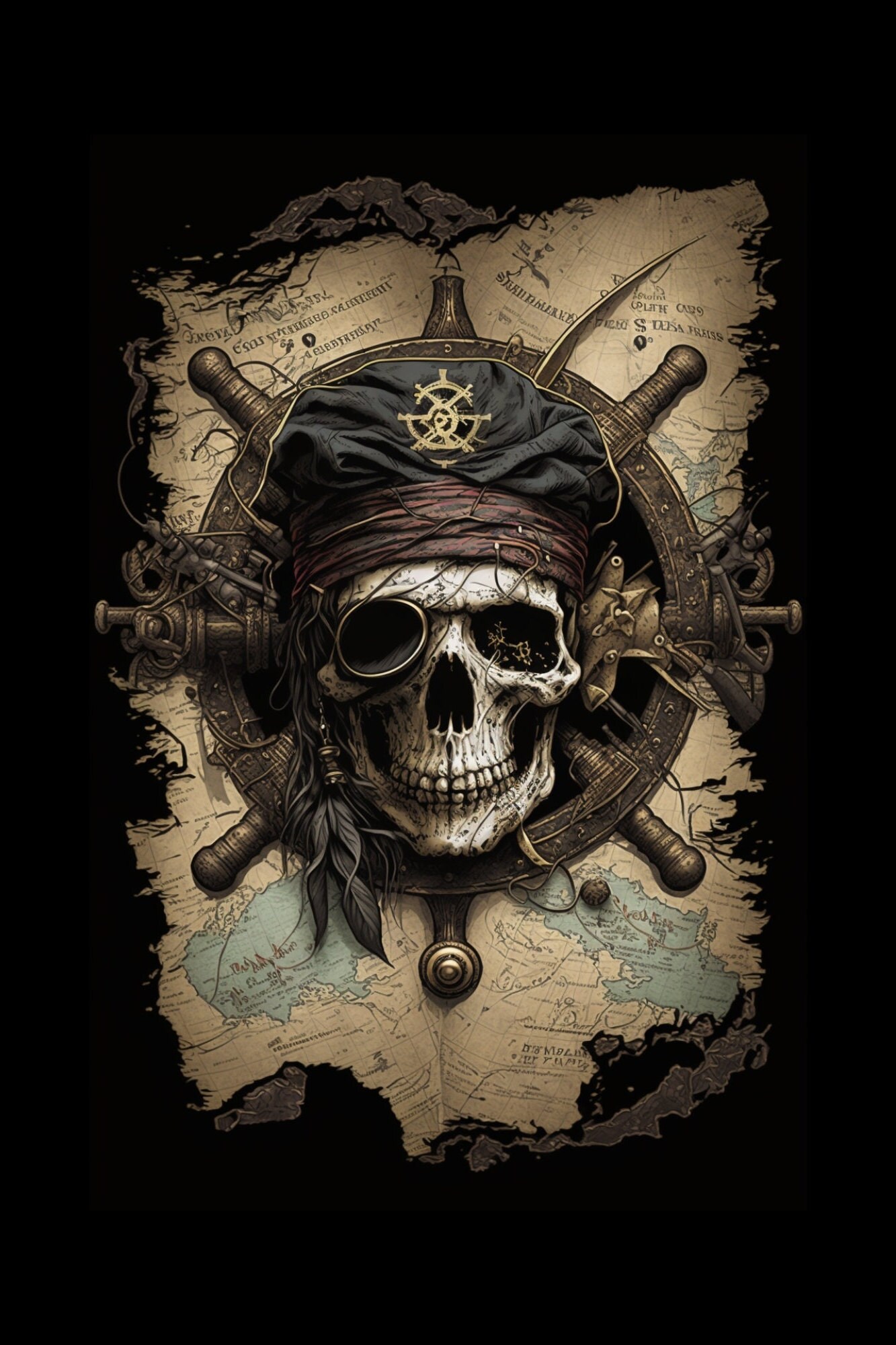 Piratical Vision | Skull PNG | Instant Download | AI Art | Mystical ...
