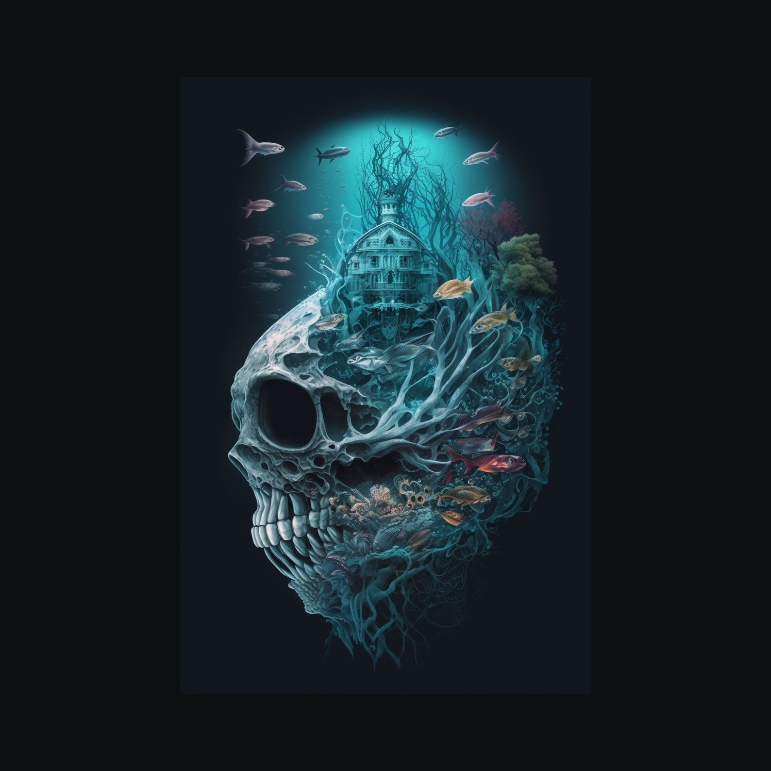 The Rise of a Marine Monarch | Ai Art | Skull PNG | Instant Download ...