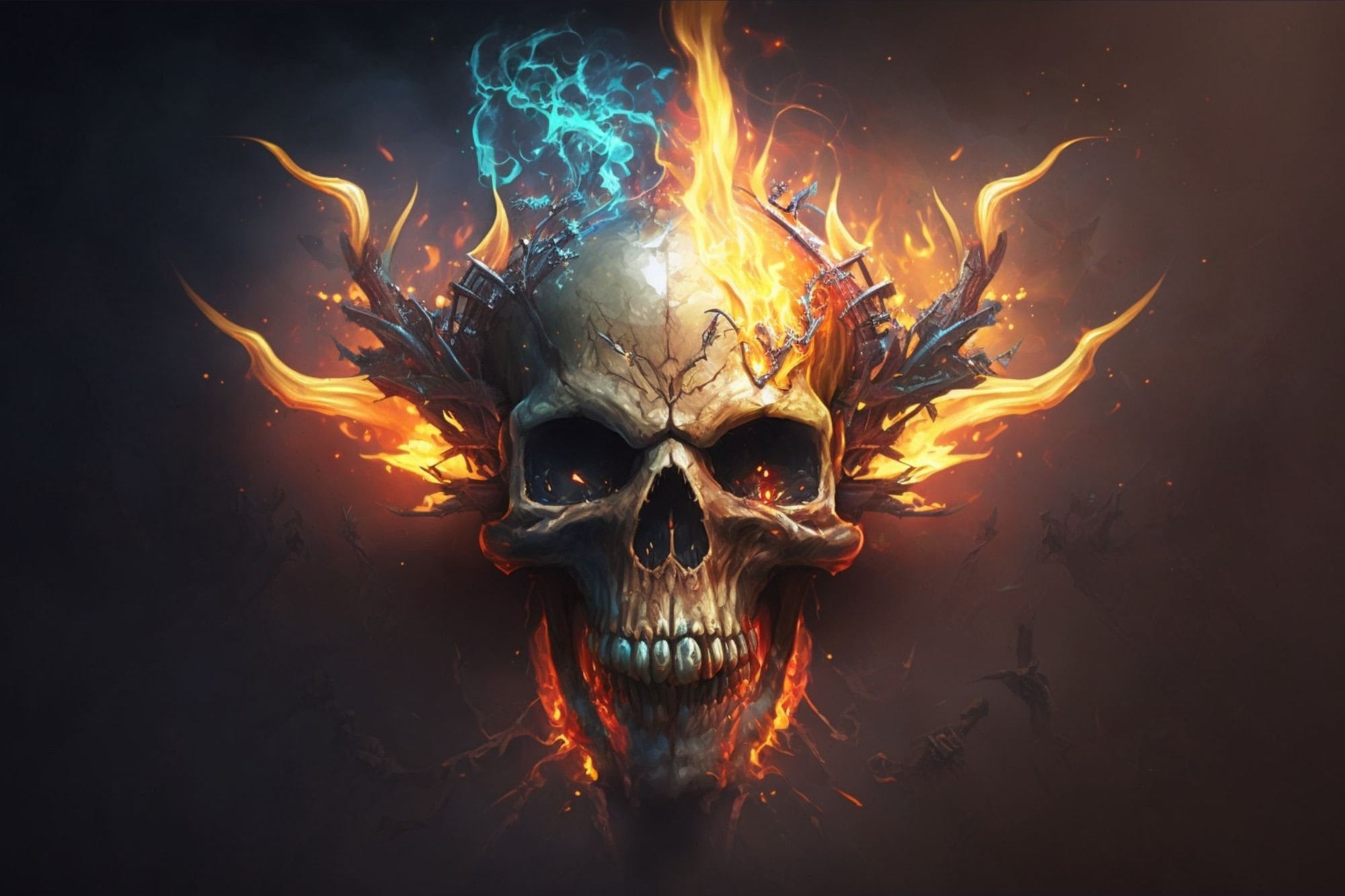 AI Art | Flame Enshrouded | Skull PNG | Instant Download | Futuristic ...