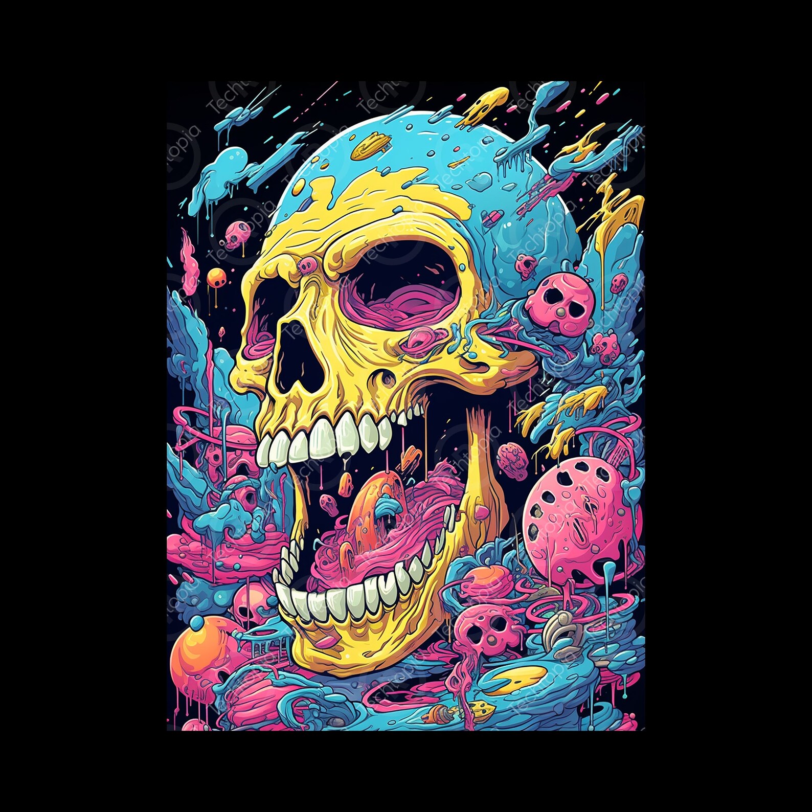 Vibrant Vision | Skull PNG | Instant Download | Style of Gary Panther ...