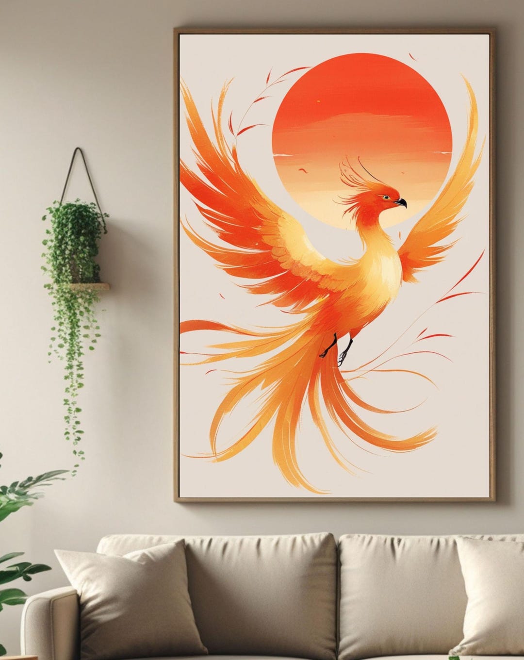 Phoenix Hō-ō Minimalist Wall Art | Japanese Mythology Digital Print ...