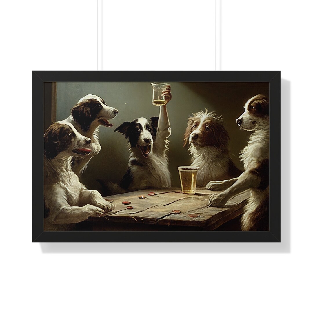 Dogs Playing Quarters Various Sizes Framed - Etsy