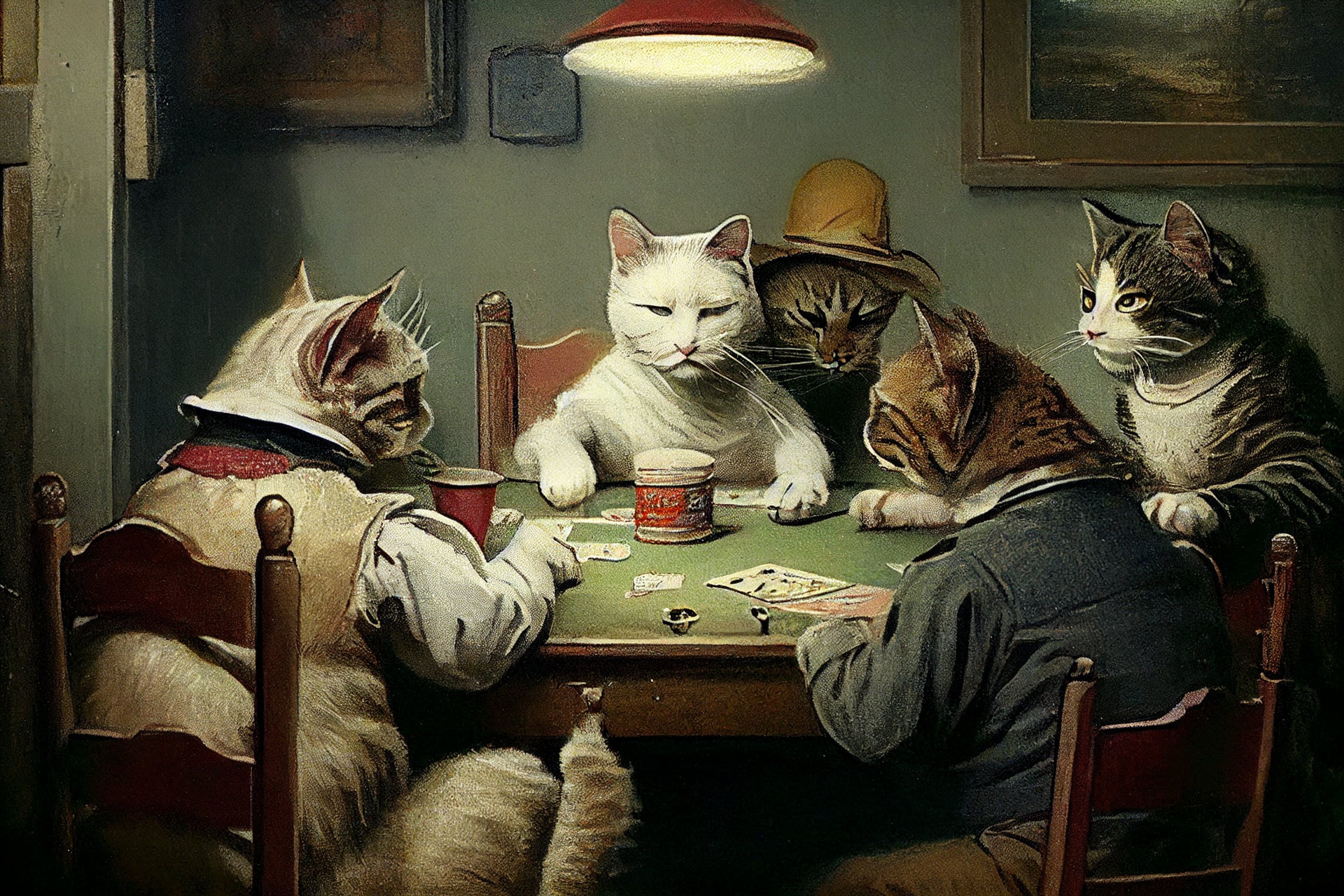 Cats Playing Poker Painting