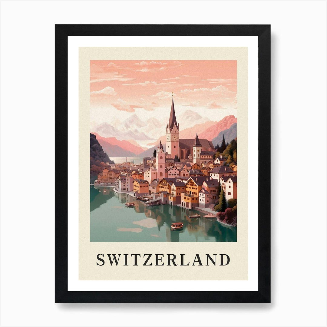 FRAMED Vintage Travel Poster Switzerland 4 Art Print Framed Wall Art ...