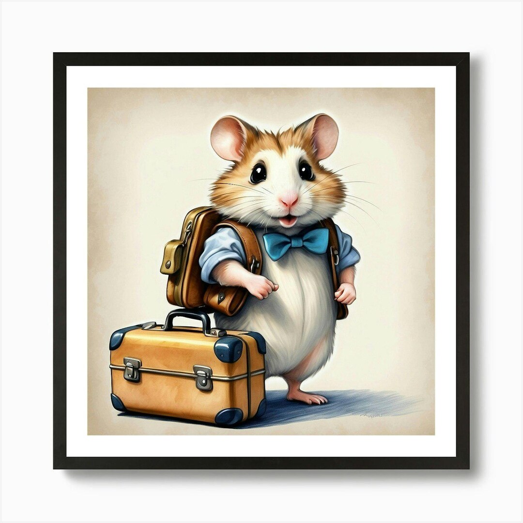Poster* Hamster With Suitcase Art Print Poster Wall Art Poster Canvas ...