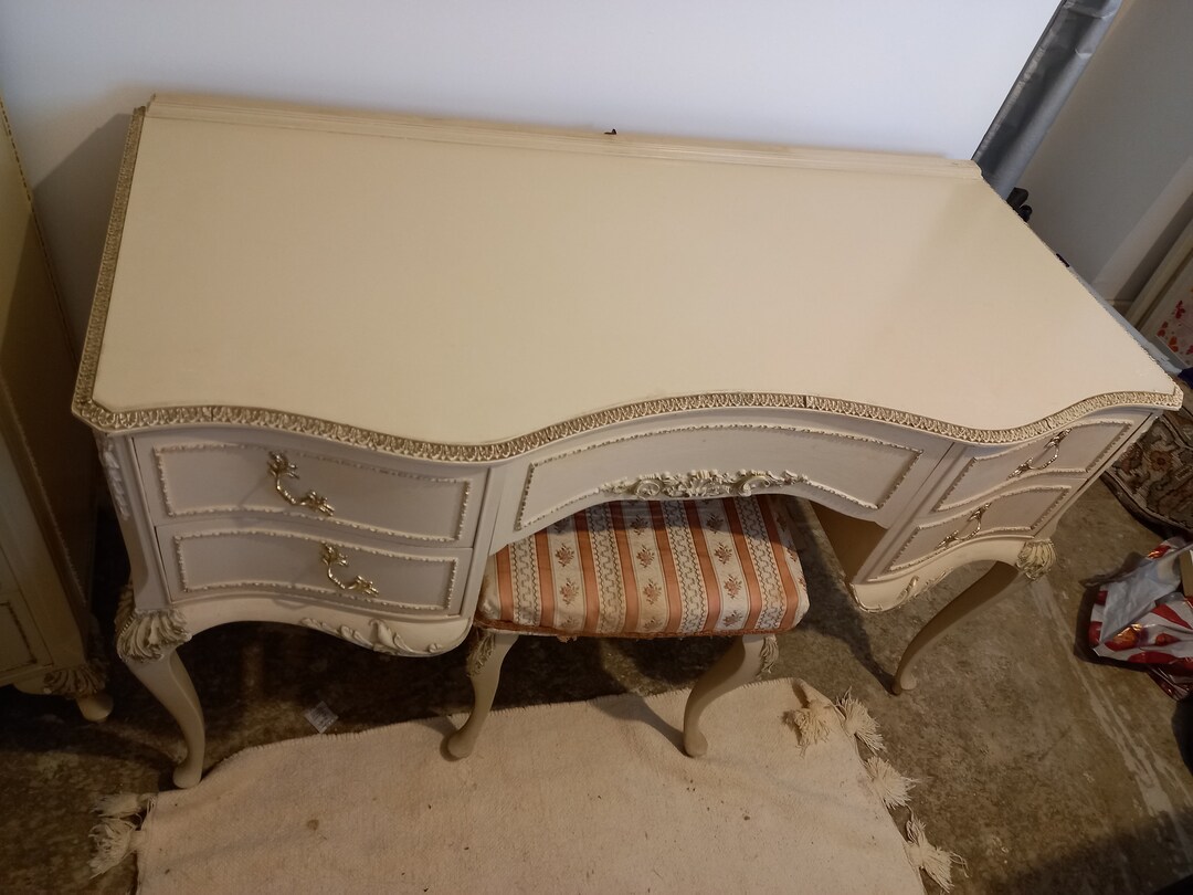 Vintage Olympus Dressing Table, Stool and 3 Mirrors, Louis 16th French ...