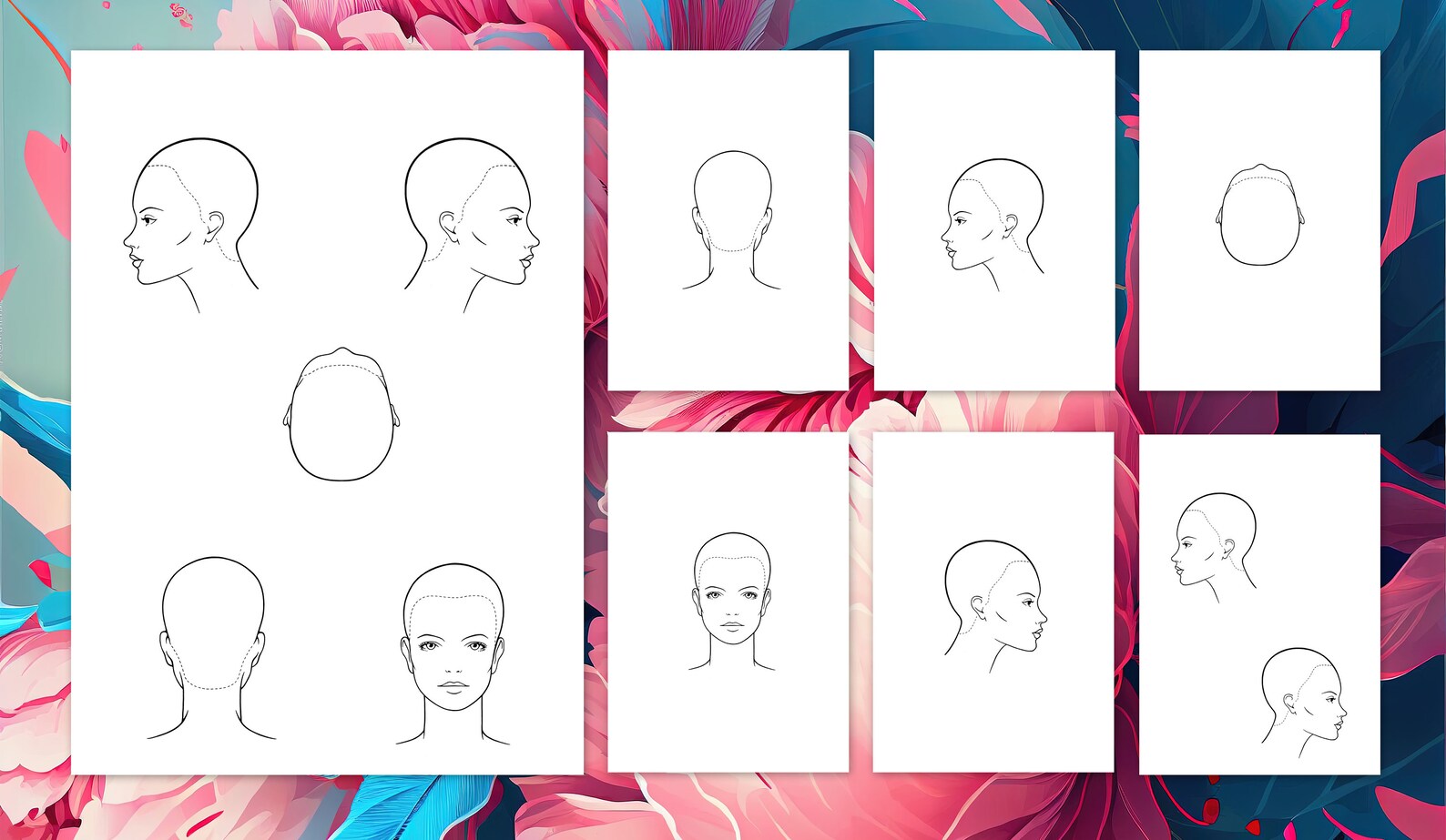 Instant Download Printable Head Sheets. Hairdresser Head Printouts ...