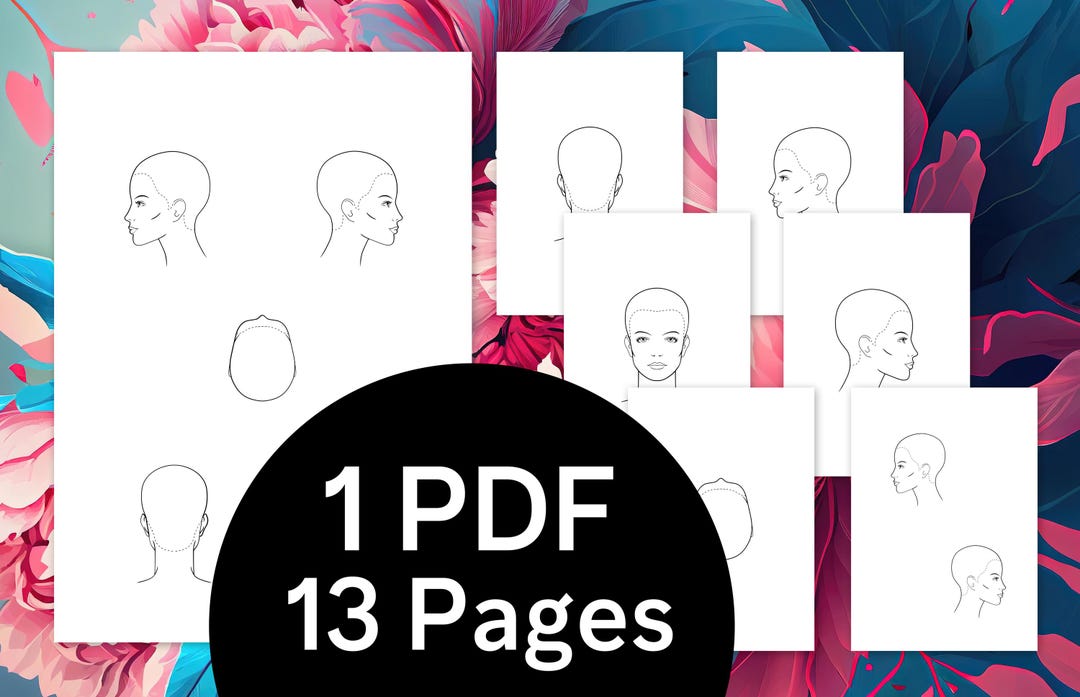 Hairdressing Head Diagram Sheets: Female Head Illustrations (PDF ...