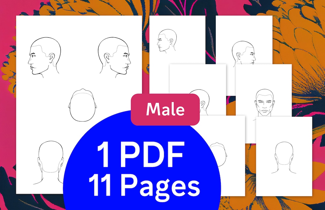 Barber Head Diagram: Male Head Illustrations (PDF Pattern) - Etsy