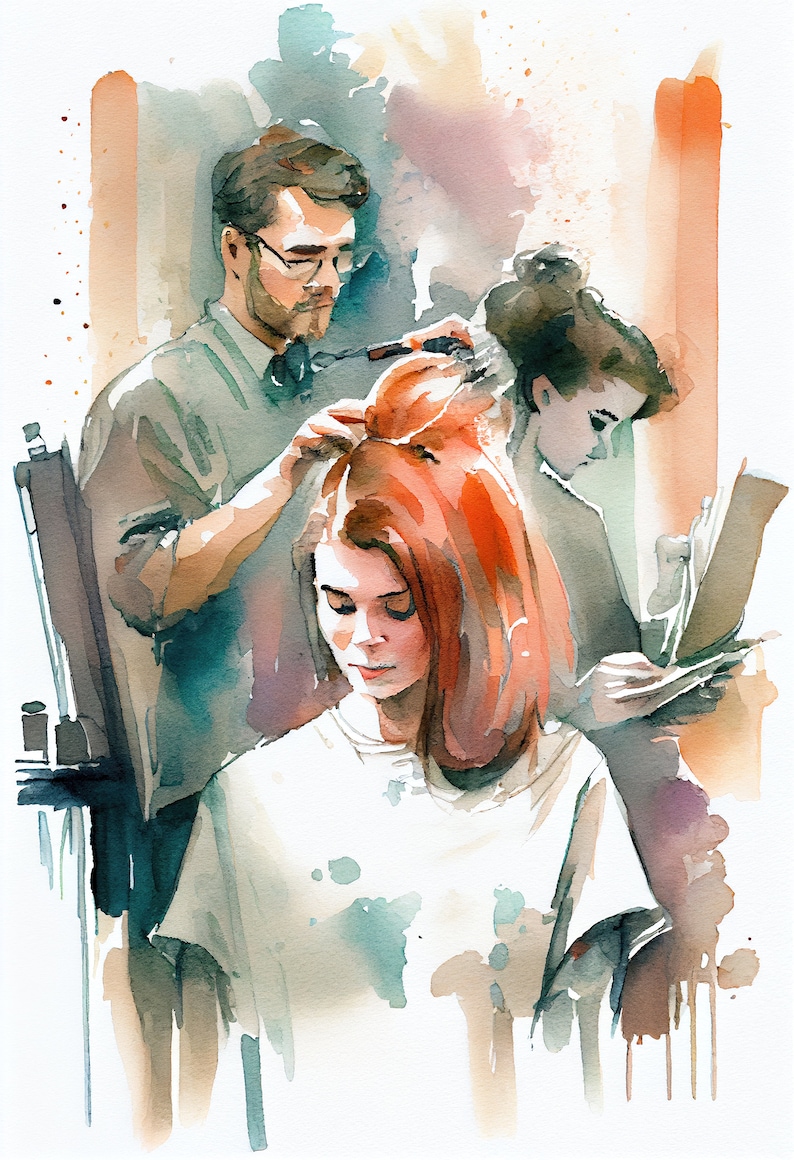 Watercolor Hair Salon Wall Art, Hair Poster, Hairdressing Printable Art ...