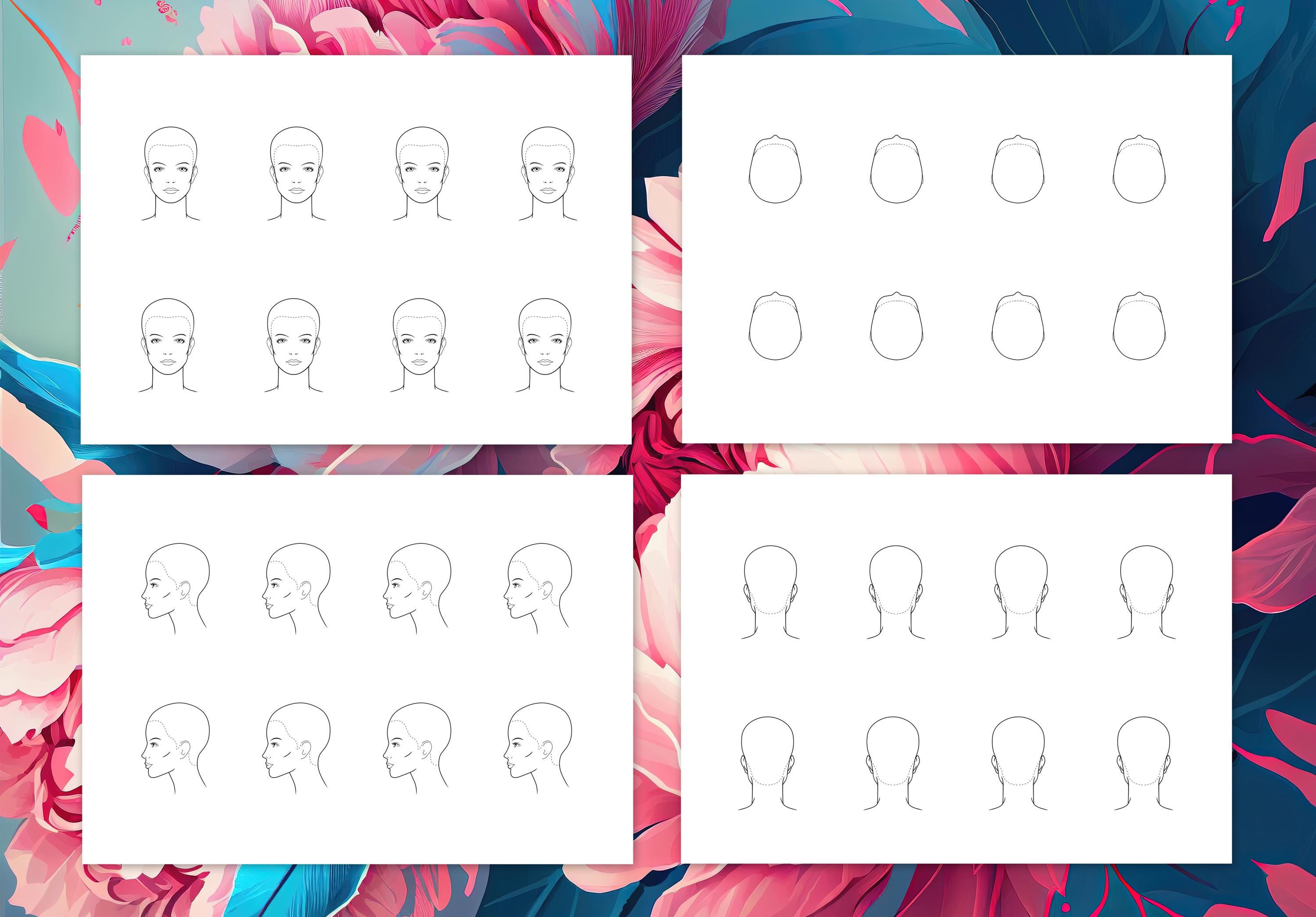 Hairdressing Head Diagram Sheets: Female Head Illustrations (PDF ...