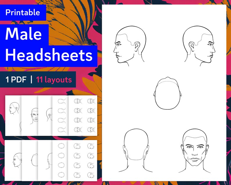 Barber Head Diagram: Male Head Illustrations (PDF Pattern) - Etsy