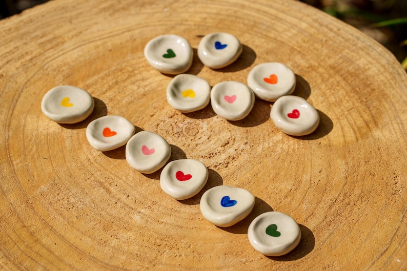 Worry Stone Ceramic Heart in Various Colors. Anti-stress Pebble for ...