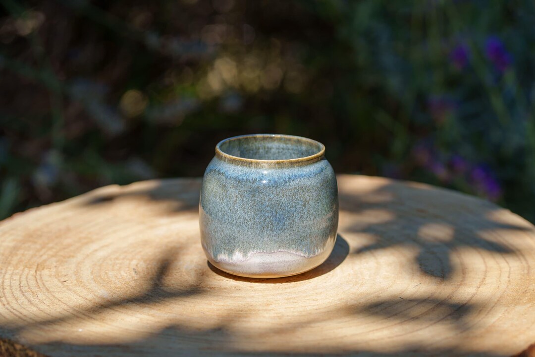 Small Blue-gray Ceramic Ball Pot in Stoneware. Small Blue and Gray ...