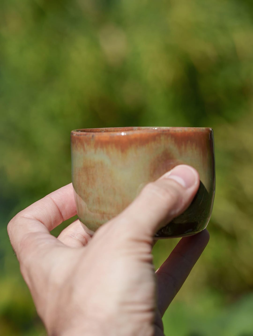 Green Ceramic Thumb Mug. Green Pottery Mug. Stoneware Travel Coffee Mug ...