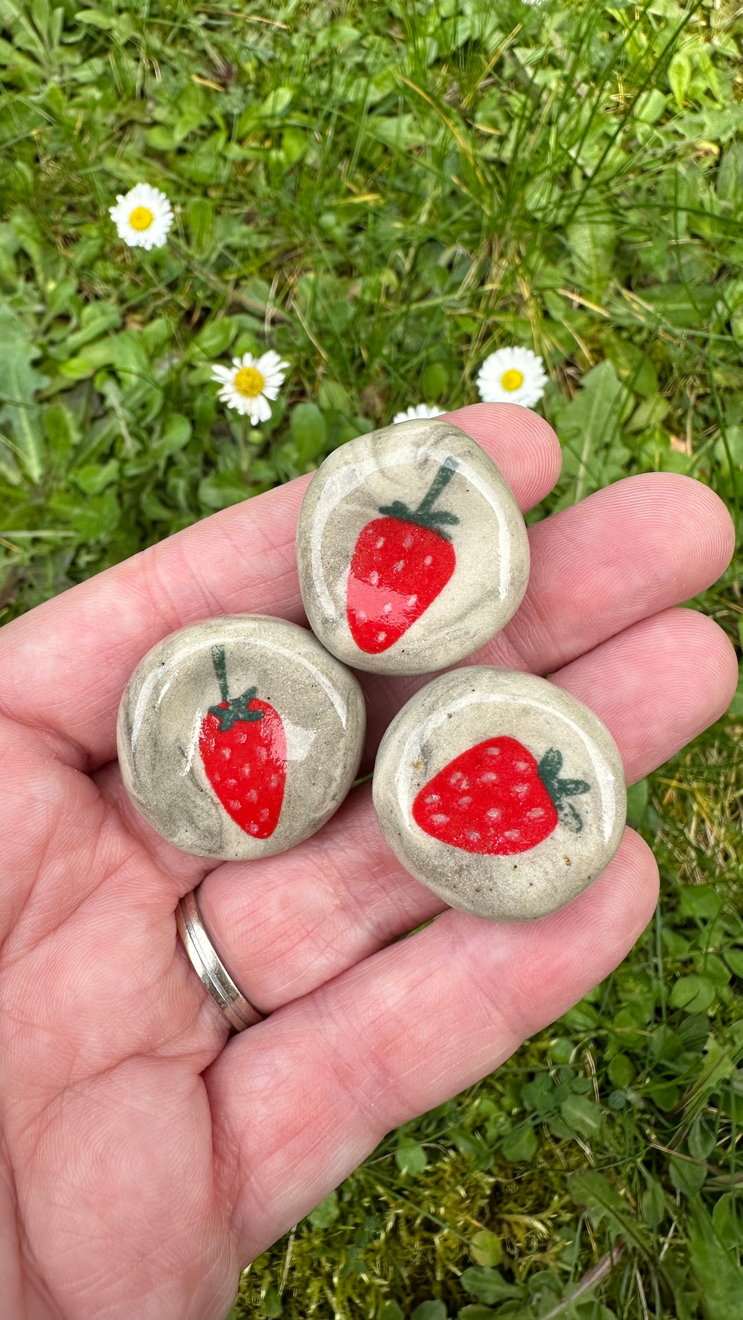 Worry Stone Ceramic Strawberry. Anti-stress Pebble With Strawberry. Ceramic Relaxation Stone. - Etsy