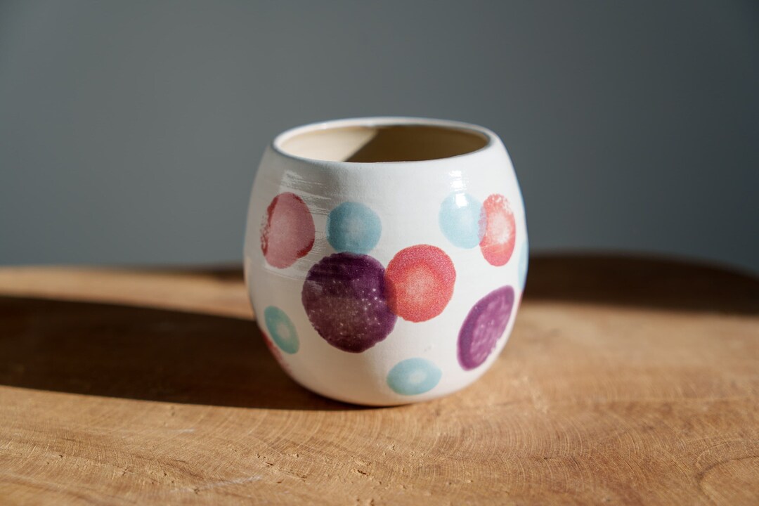 Small White Ceramic Ball Pot and Colored Stoneware Bubble. Small White ...