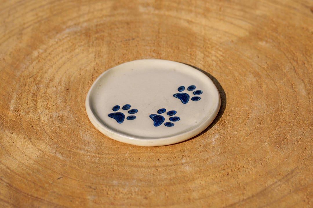 Small White Ceramic Bowl With Dog Paws. Ceramic Cat and Dog Trinket ...