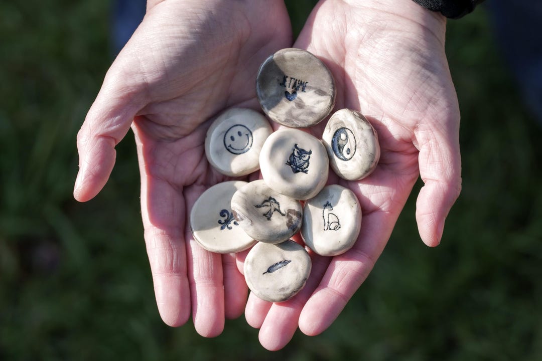 Worry Stones With a Ceramic Terracotta Pattern. Anti-stress Pebble ...