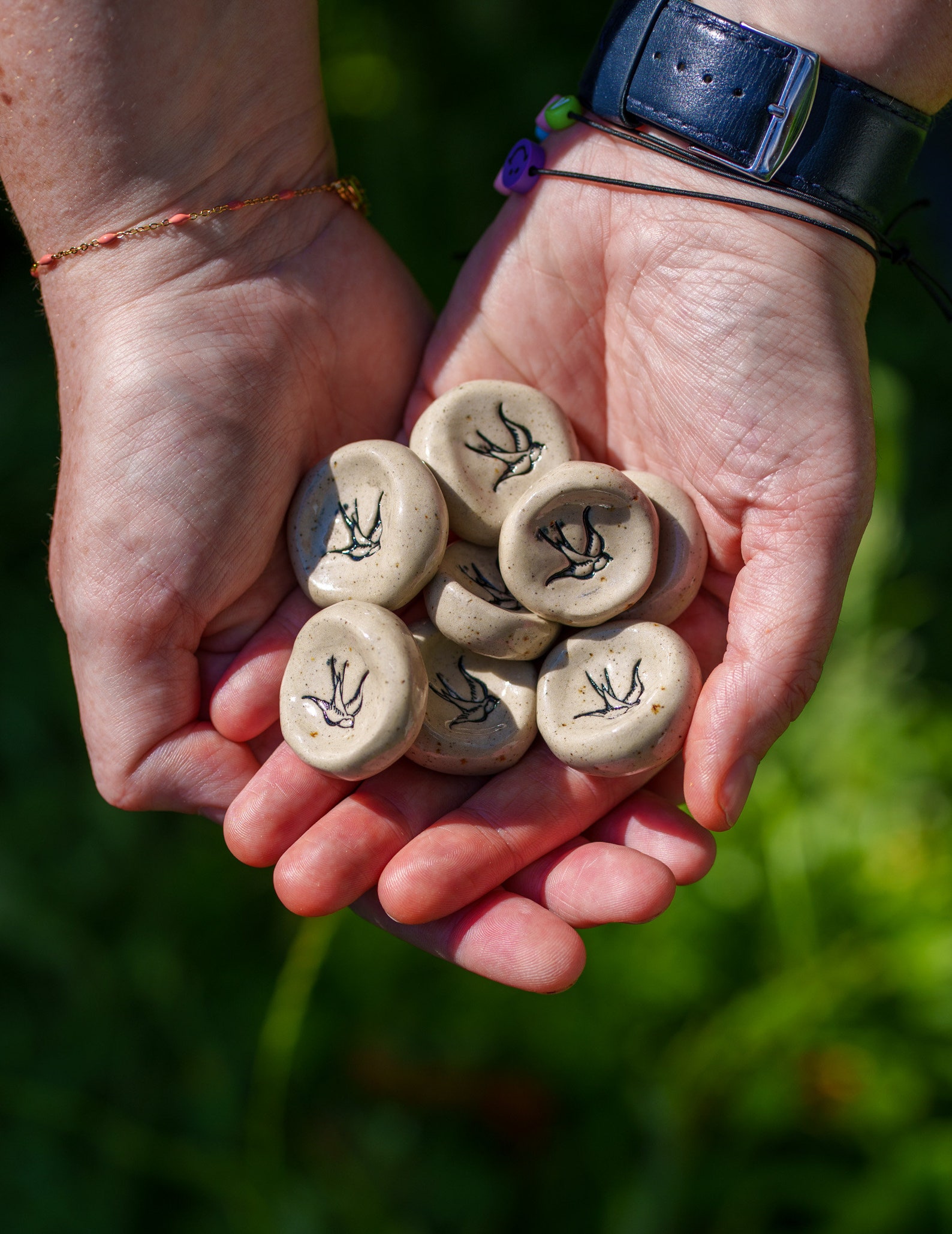 Worry Stone Ceramic Swallow. Anti-stress Pebble With Swallow. Ceramic ...