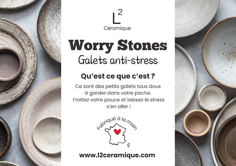 Worry Stone Ceramic Heart in Various Colors. Anti-stress Pebble for ...
