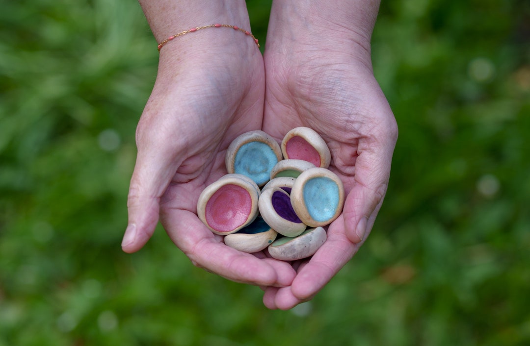 Colorful Ceramic Worry Stones. Anti-stress Pebble. Ceramic Relaxation ...