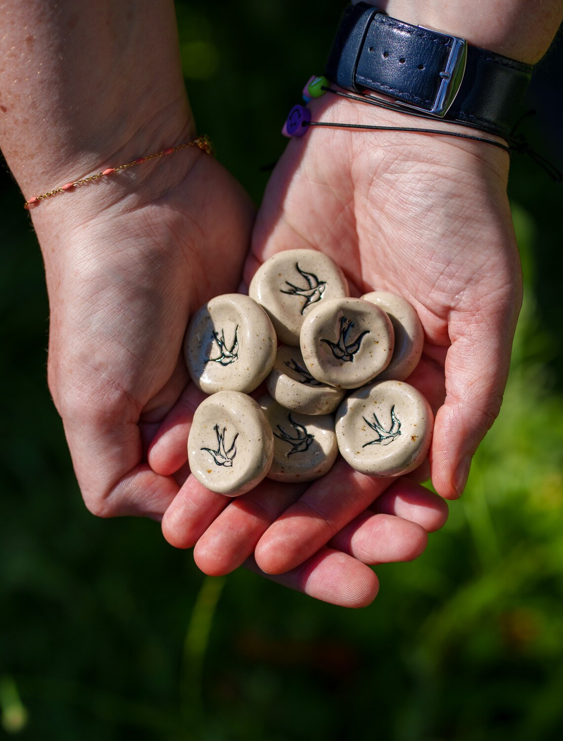 Worry Stone Ceramic Swallow. Anti-stress Pebble With Swallow. Ceramic ...
