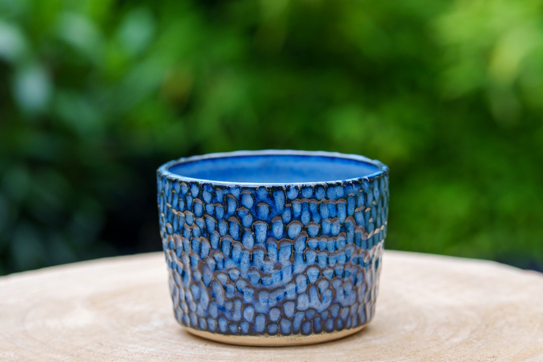 Blue Faceted Plant Pot. Blue Ceramic Planter. Handcrafted Pottery Plant ...