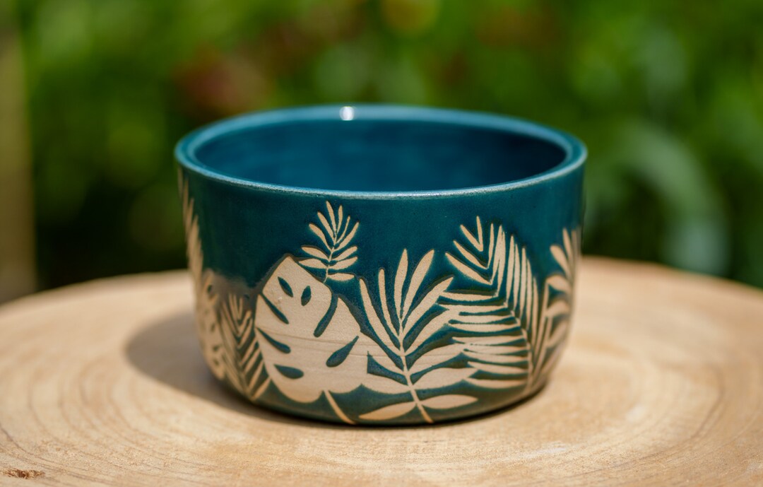 Green Tropical Plant Pot. Monstera Ceramic Planter. Vase for Monstera ...