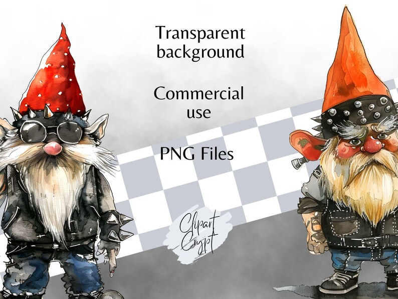 Punk Christmas Gnomes Clipart Bundle, Festive Holiday Decor, Studs ...