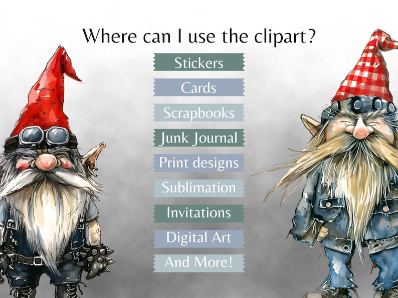 Punk Christmas Gnomes Clipart Bundle, Festive Holiday Decor, Studs ...