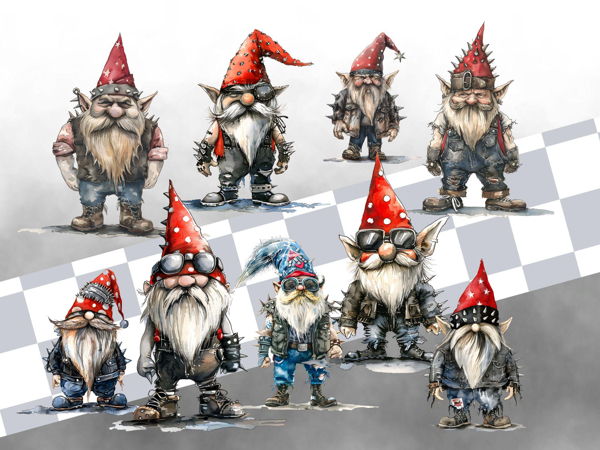 Punk Christmas Gnomes Clipart Bundle, Festive Holiday Decor, Studs ...