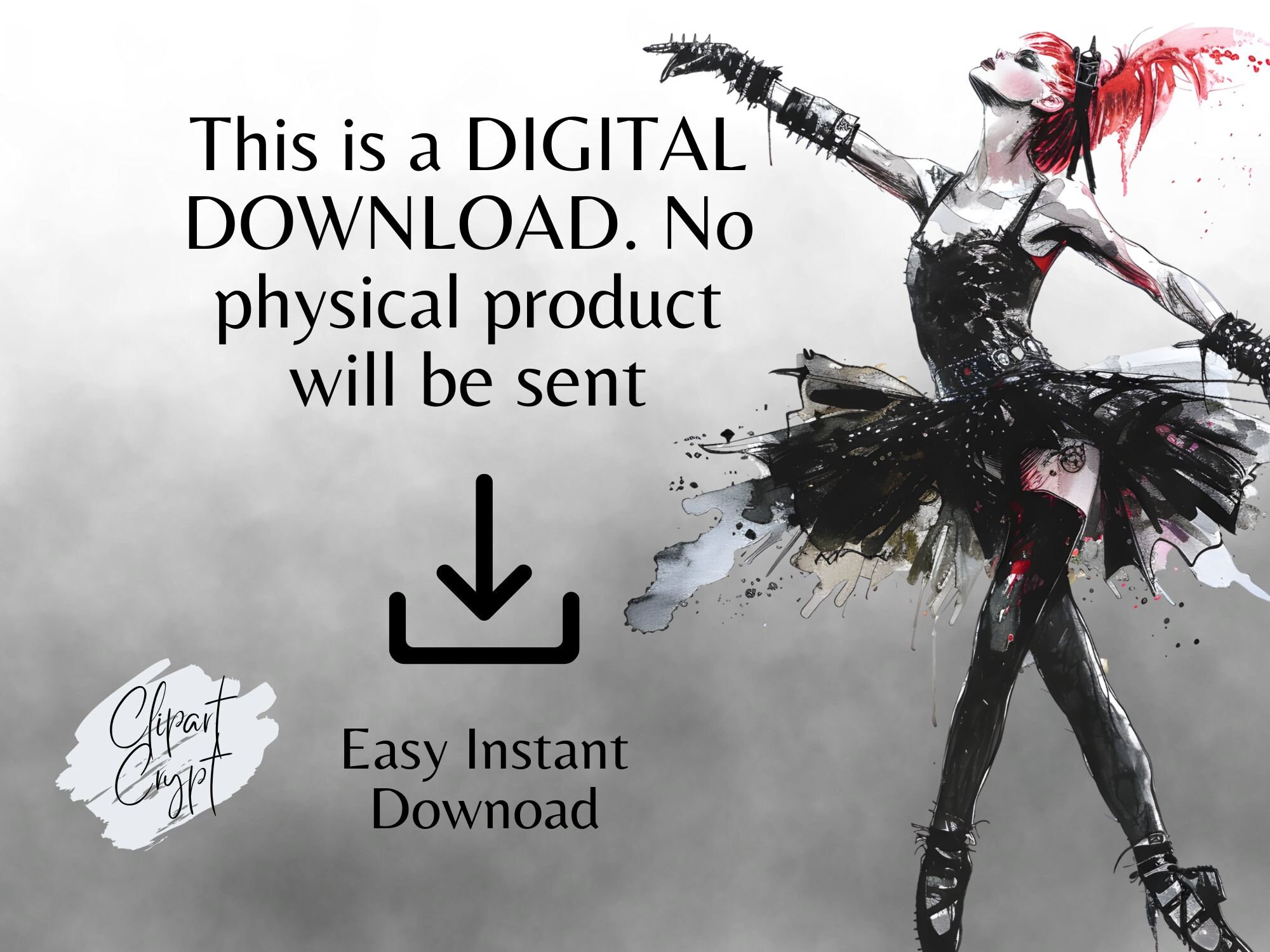 Punk Ballerina Clipart Bundle, Ballet Dancer Punk Girls With Attitude ...