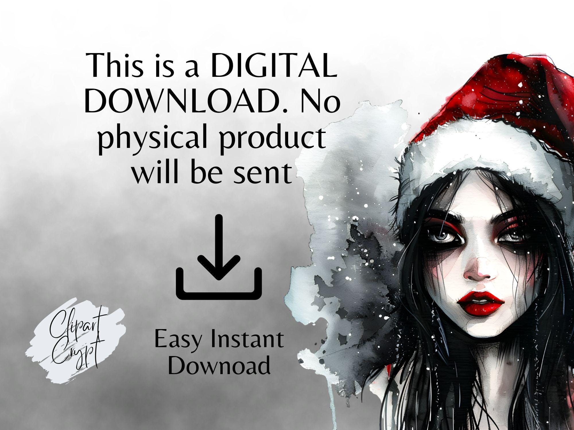 Christmas Goth Girl Clipart Bundle, Dark Gothic Elegance, Alternative ...