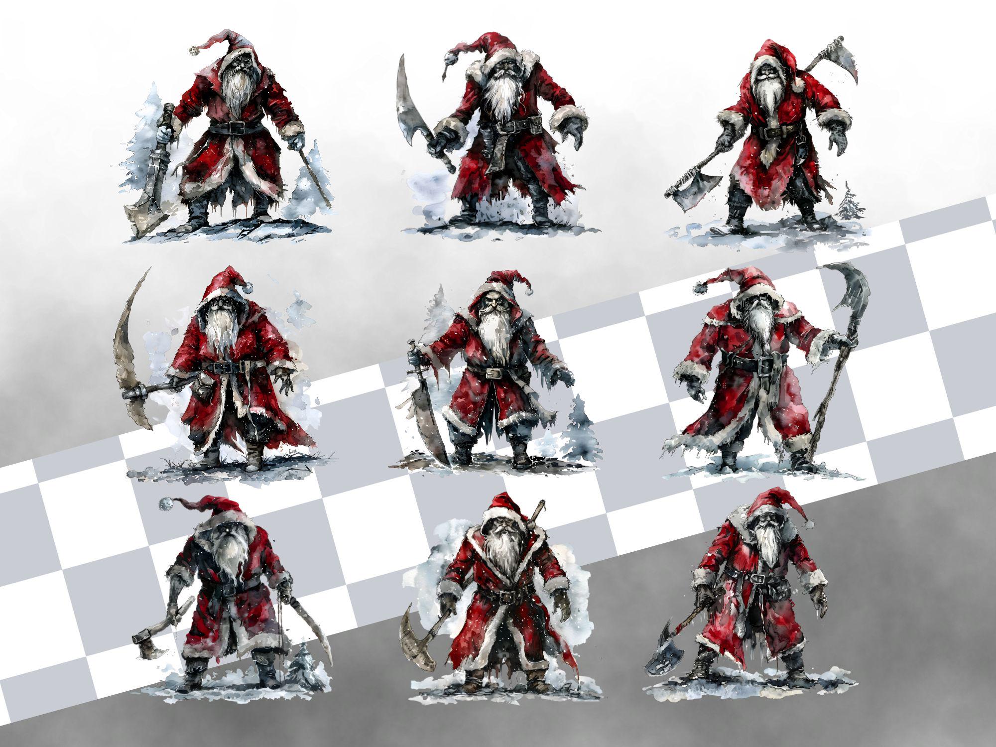 Creepy Gothic Santa Clipart Bundle, Spooky Christmas Digital Download ...