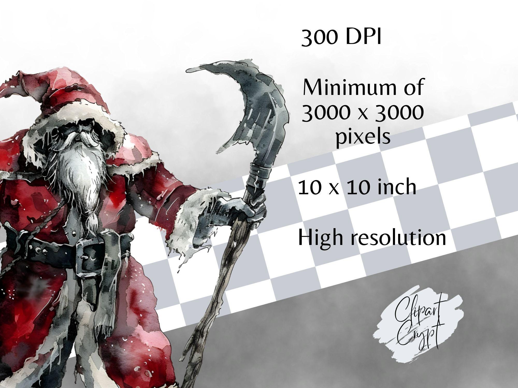 Creepy Gothic Santa Clipart Bundle, Spooky Christmas Digital Download ...
