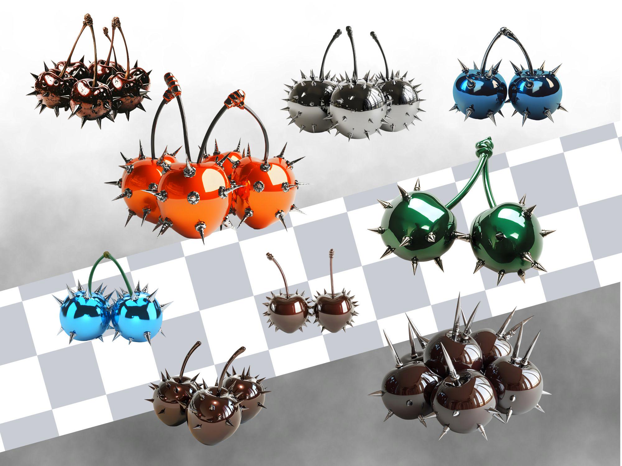 Chrome Punk Cherry Clipart Bundle, Cherries With Attitude, Cyberpunk ...