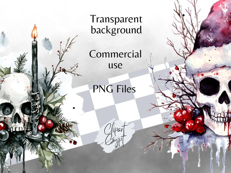 Macabre Christmas Clipart Bundle, Dark Holiday Gothic Aesthetic, Creepy ...