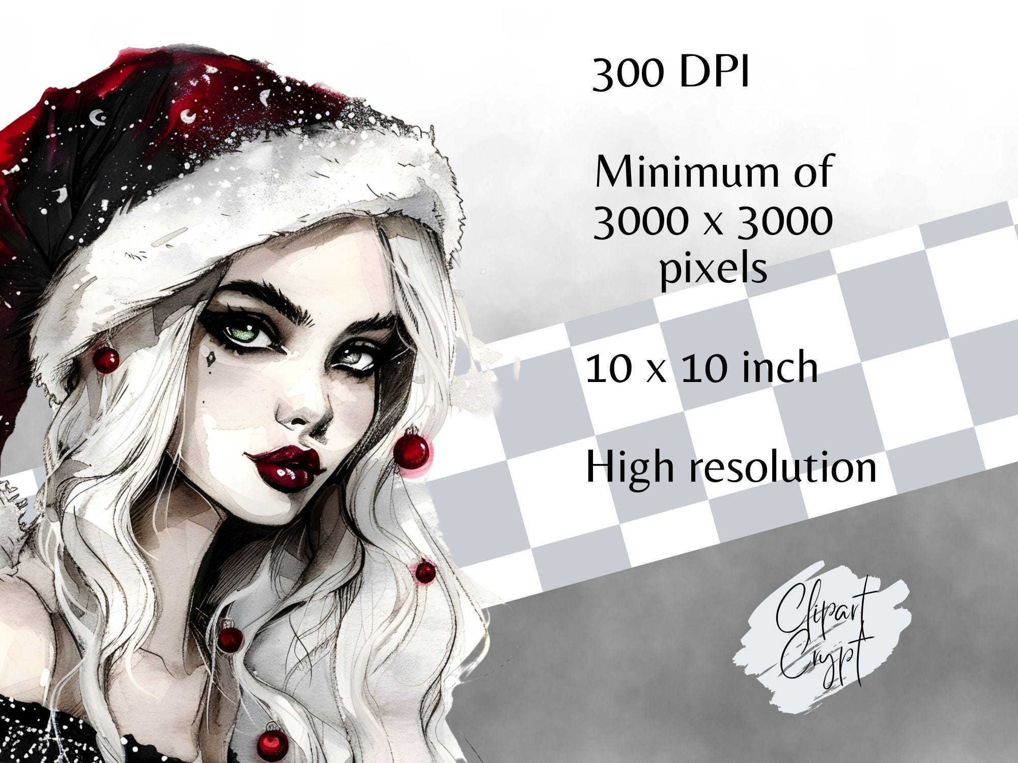 Blonde Christmas Goth Girl Clipart Bundle, Festive Gothic Elegance ...