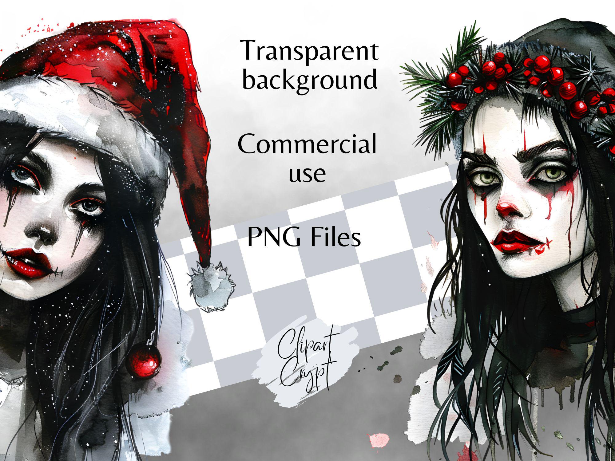 Christmas Goth Girl Clipart Bundle, Dark Gothic Elegance, Alternative ...