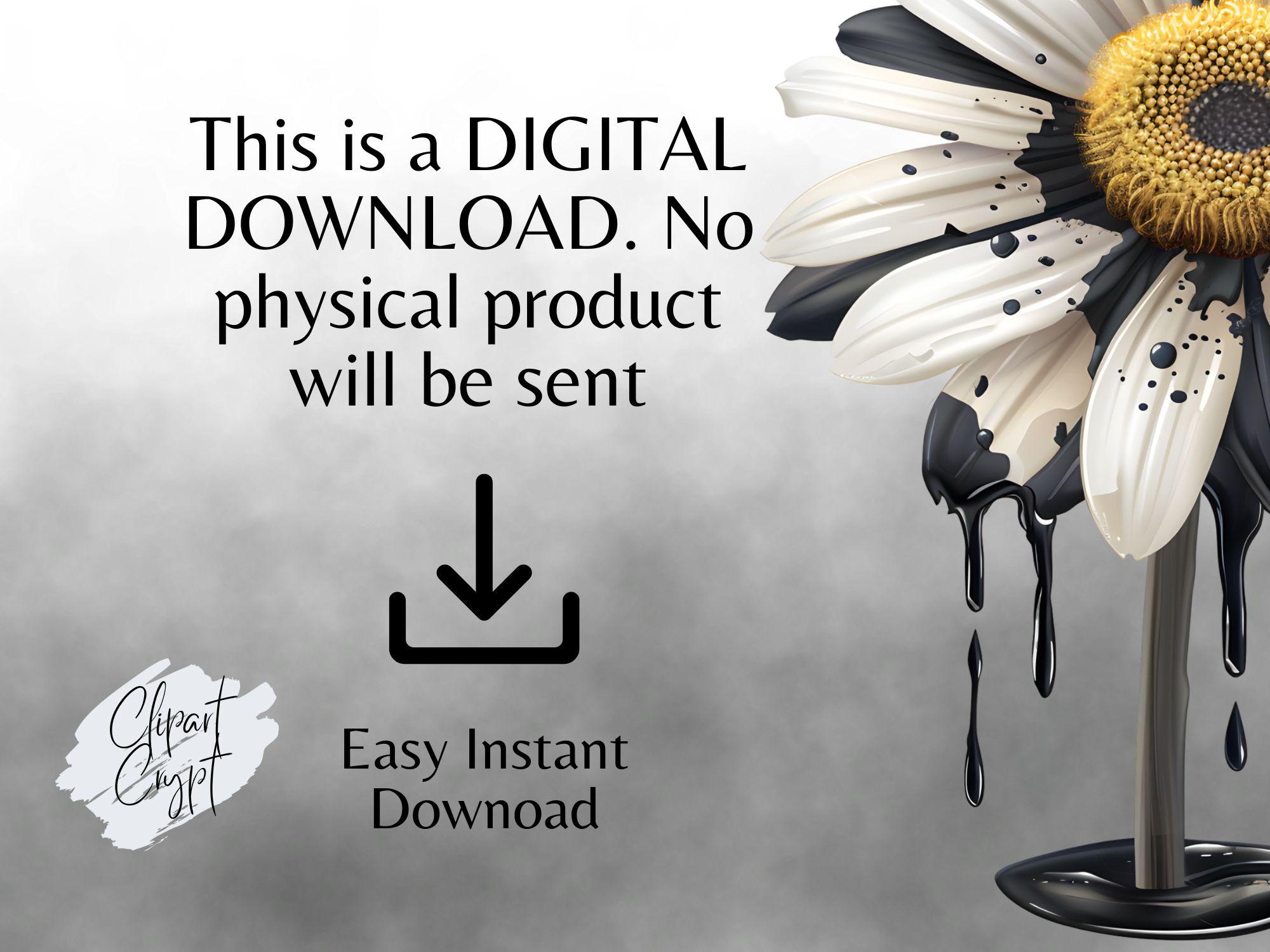 Dripping Gothic Daisy Clipart Bundle, Dark Botanical Elegance, Mystical ...