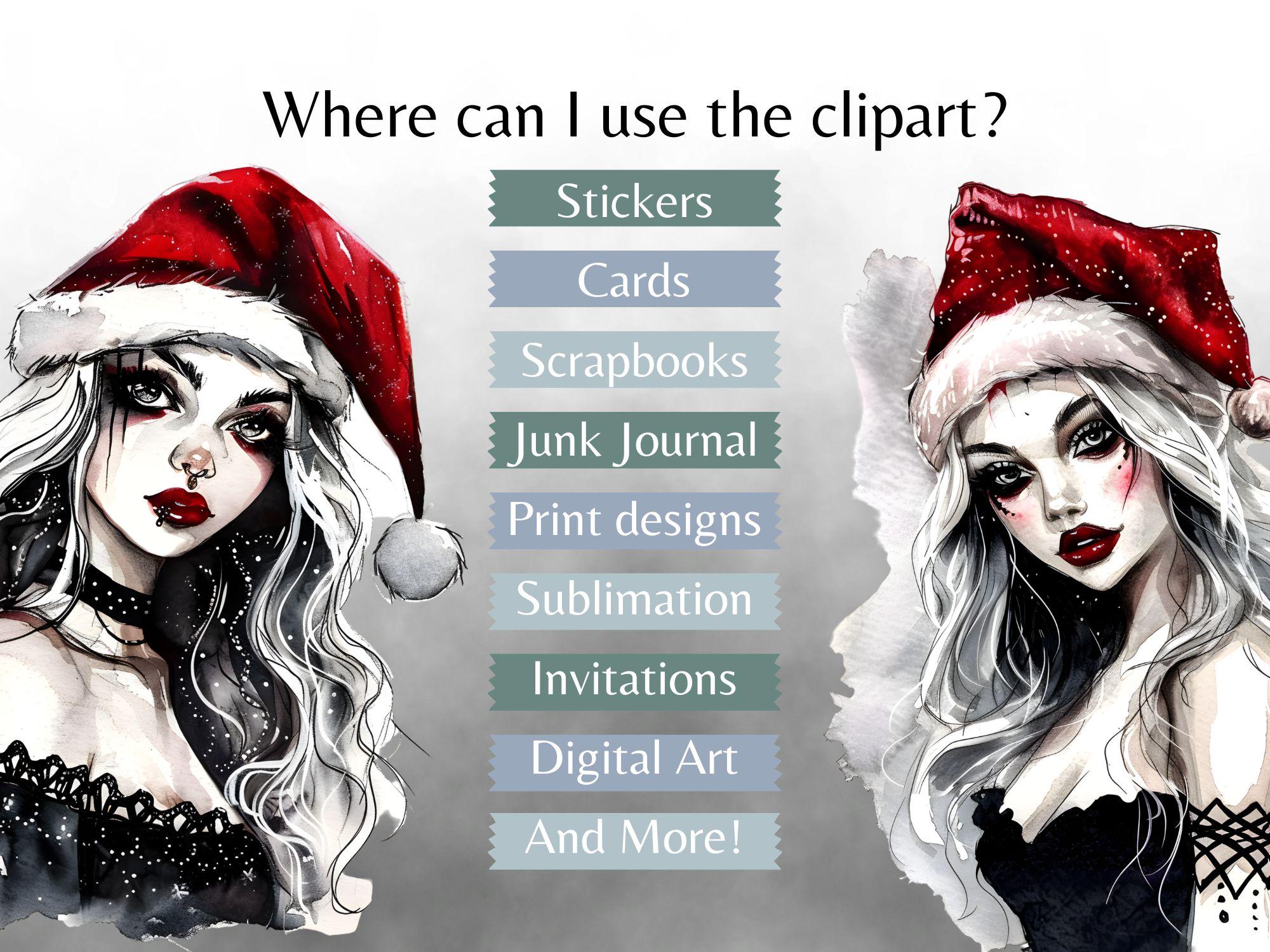 Blonde Christmas Goth Girl Clipart Bundle, Festive Gothic Elegance ...
